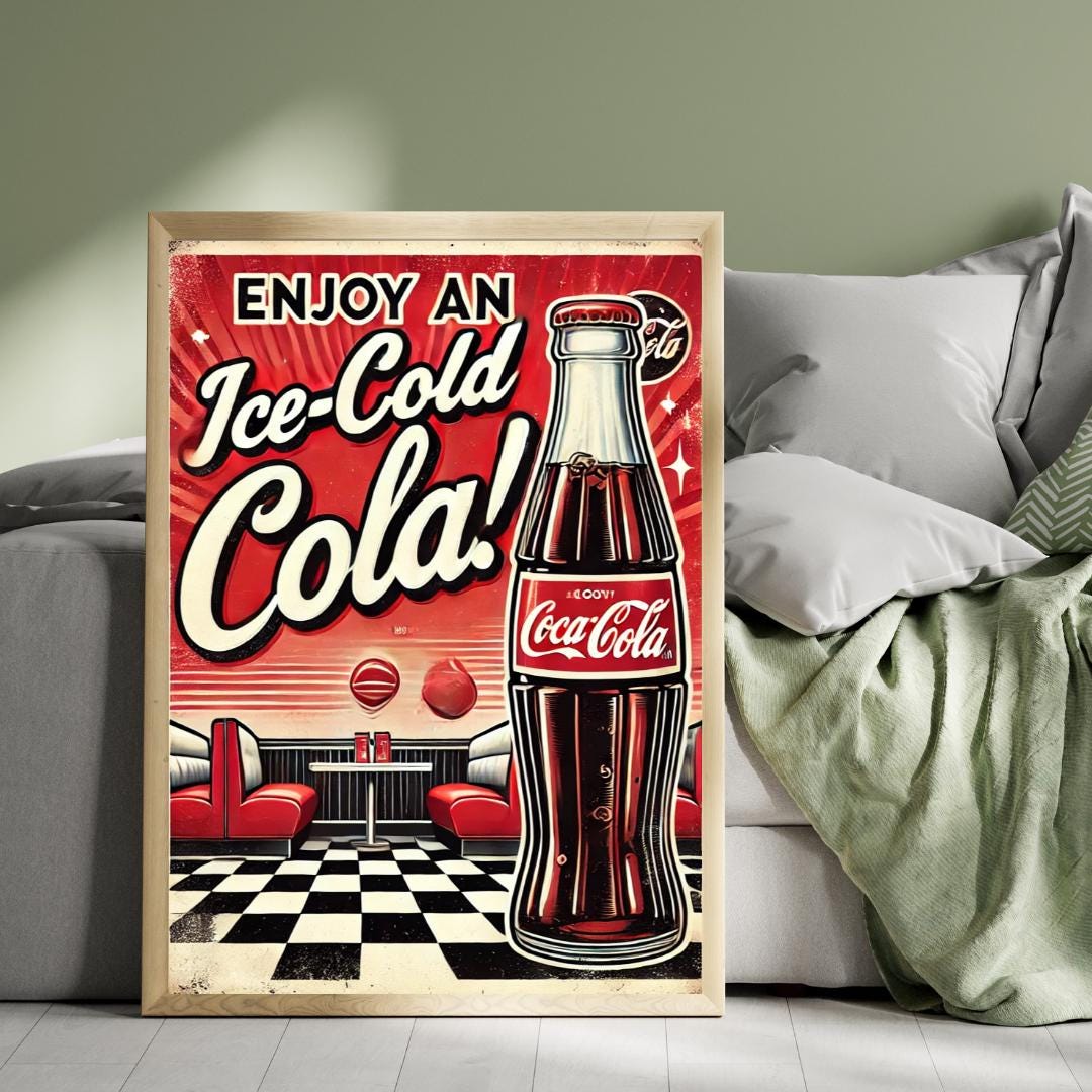 Vintage Coca-cola Print Retro Poster for Cafe Bar Vintage Poster Break ...