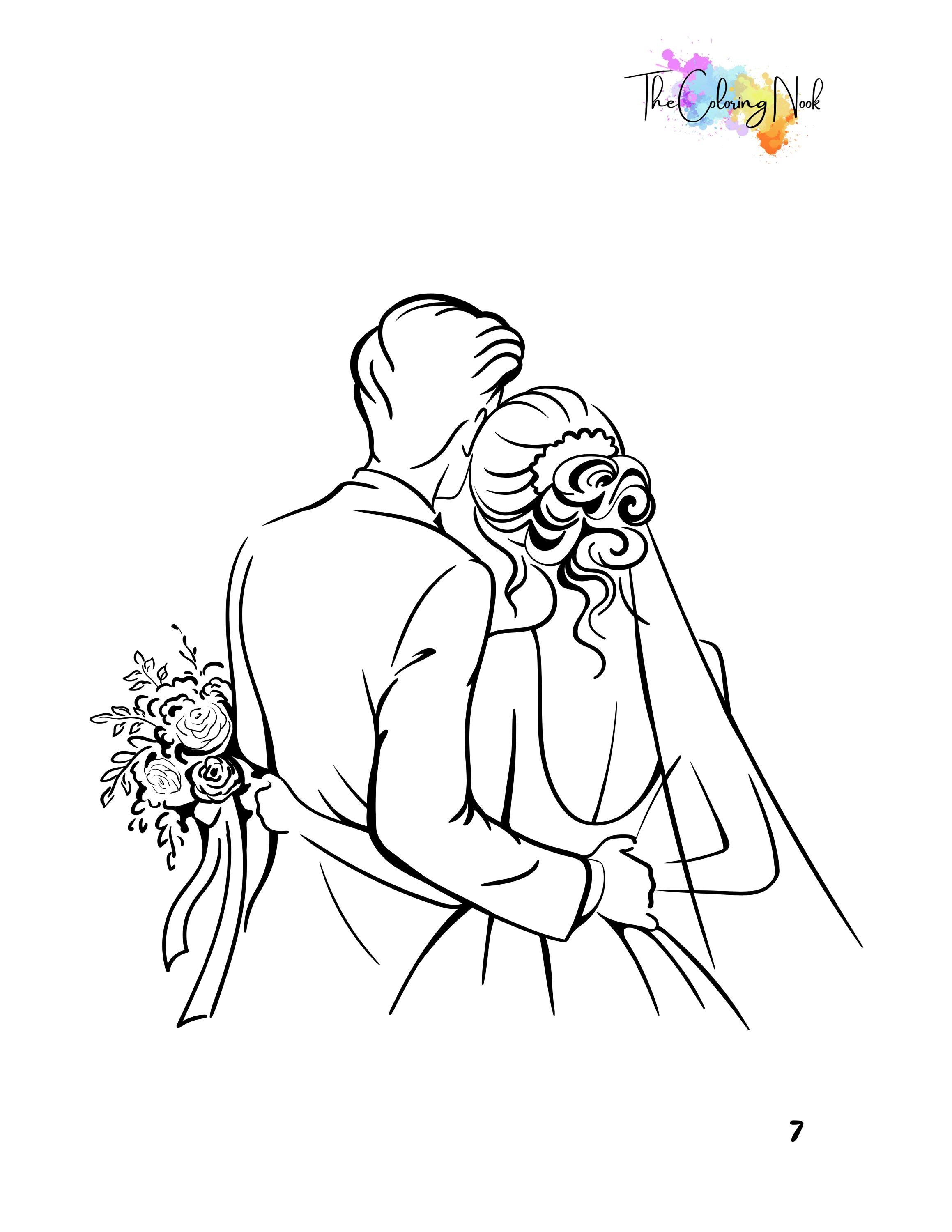 Wedding Day Coloring Book – Printable Bridal Shower Activity, Wedding ...