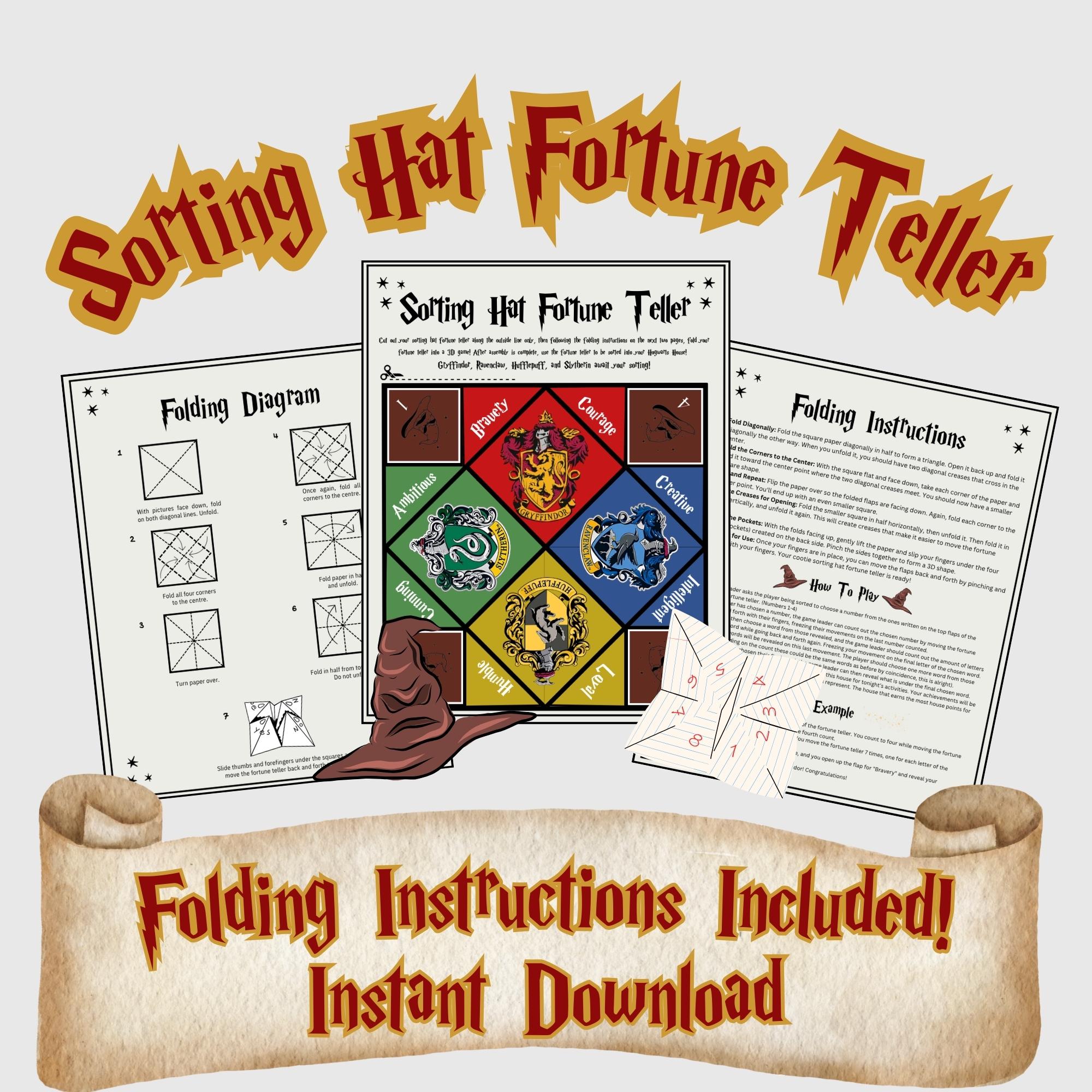 Little Wizards Sorting Hat Fortune Teller Game: 3D Paper Folding Game ...