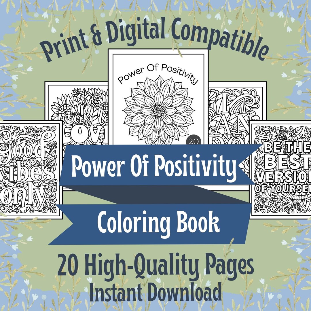 Power of Positivity Coloring Book: Print & Digital Coloring Book, Adult ...