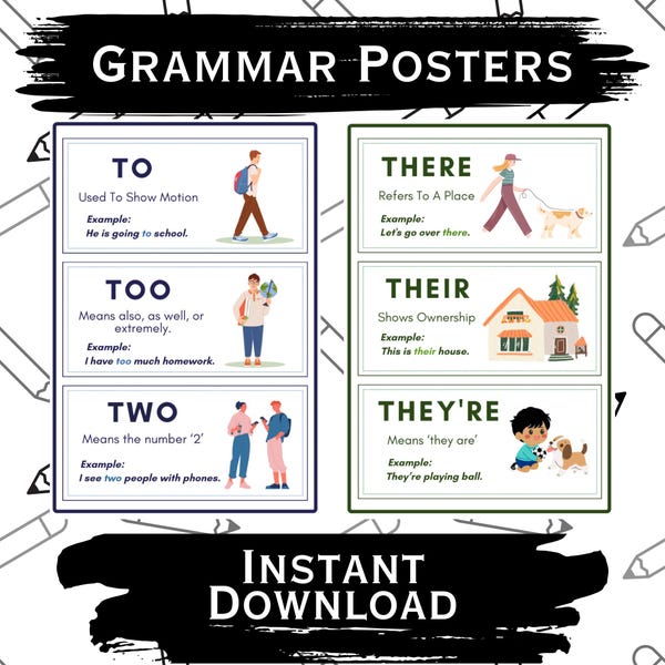 Theyre There Their Poster - Etsy