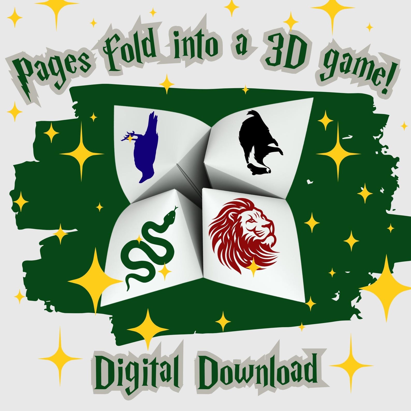Little Wizards Sorting Hat Fortune Teller Game: 3D Paper Folding Game ...