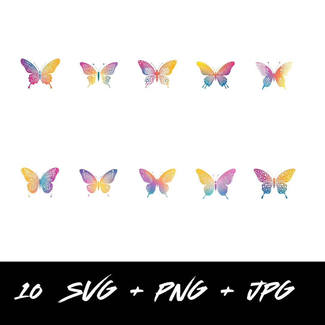 10butterfly Rainbow SVG | Colorful Butterfly Clipart for Crafting - DIY ...