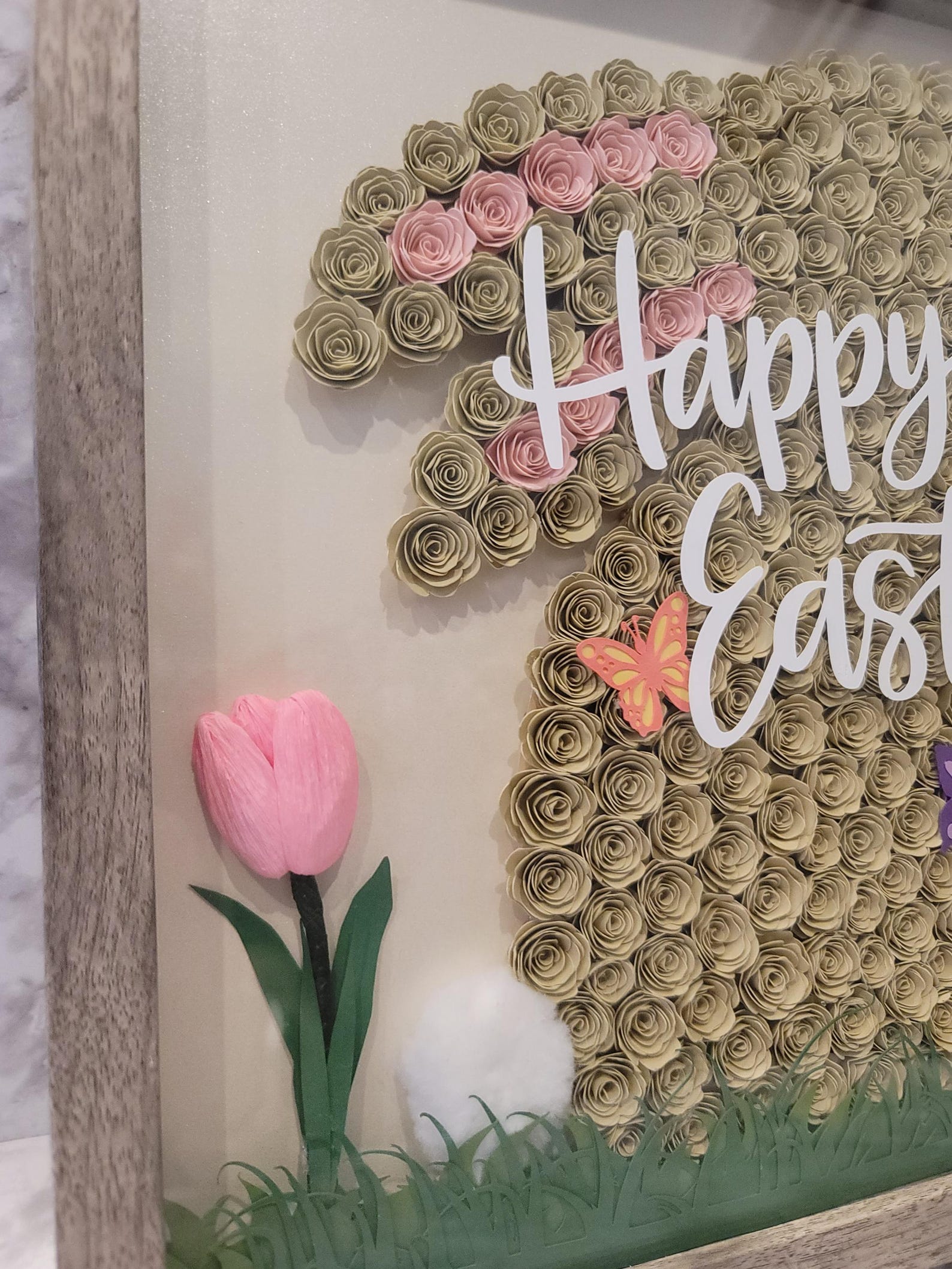 Easter Bunny Shadow Box, Paper Flower Shadow Box With Lights, Easter Decor, Spring Decor, Shadow ...