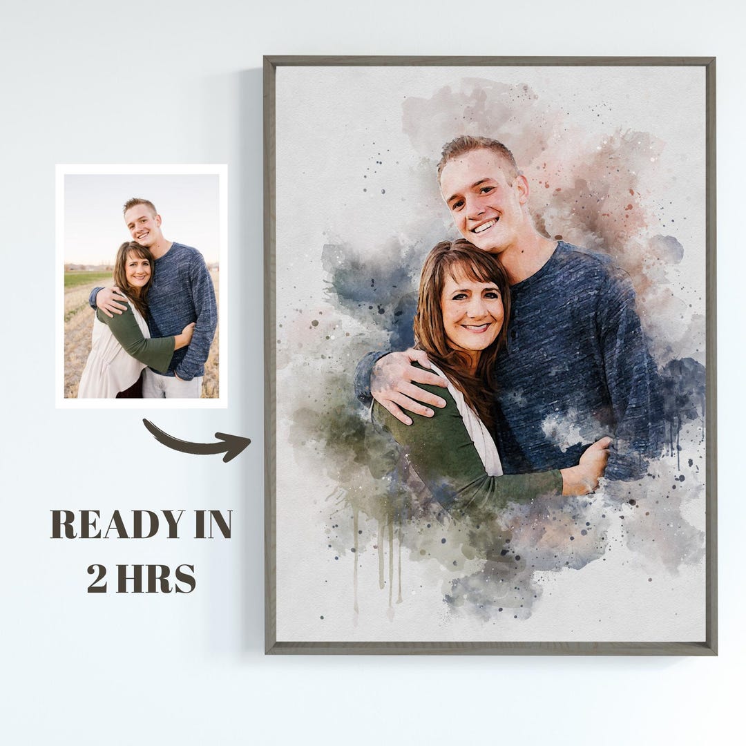 Custom Watercolor Portrait for Mom, Mother's Day Gift, Personalized ...