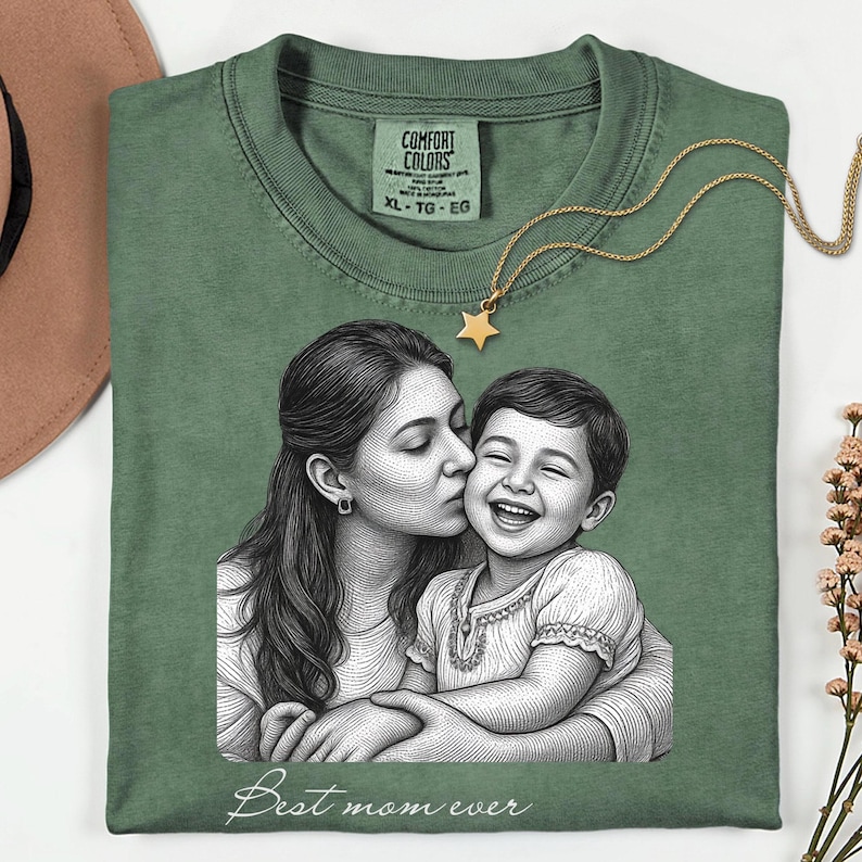 Mom and Baby Portrait T-shirt | Custom Photo Comfort Colors Tee - Etsy UK