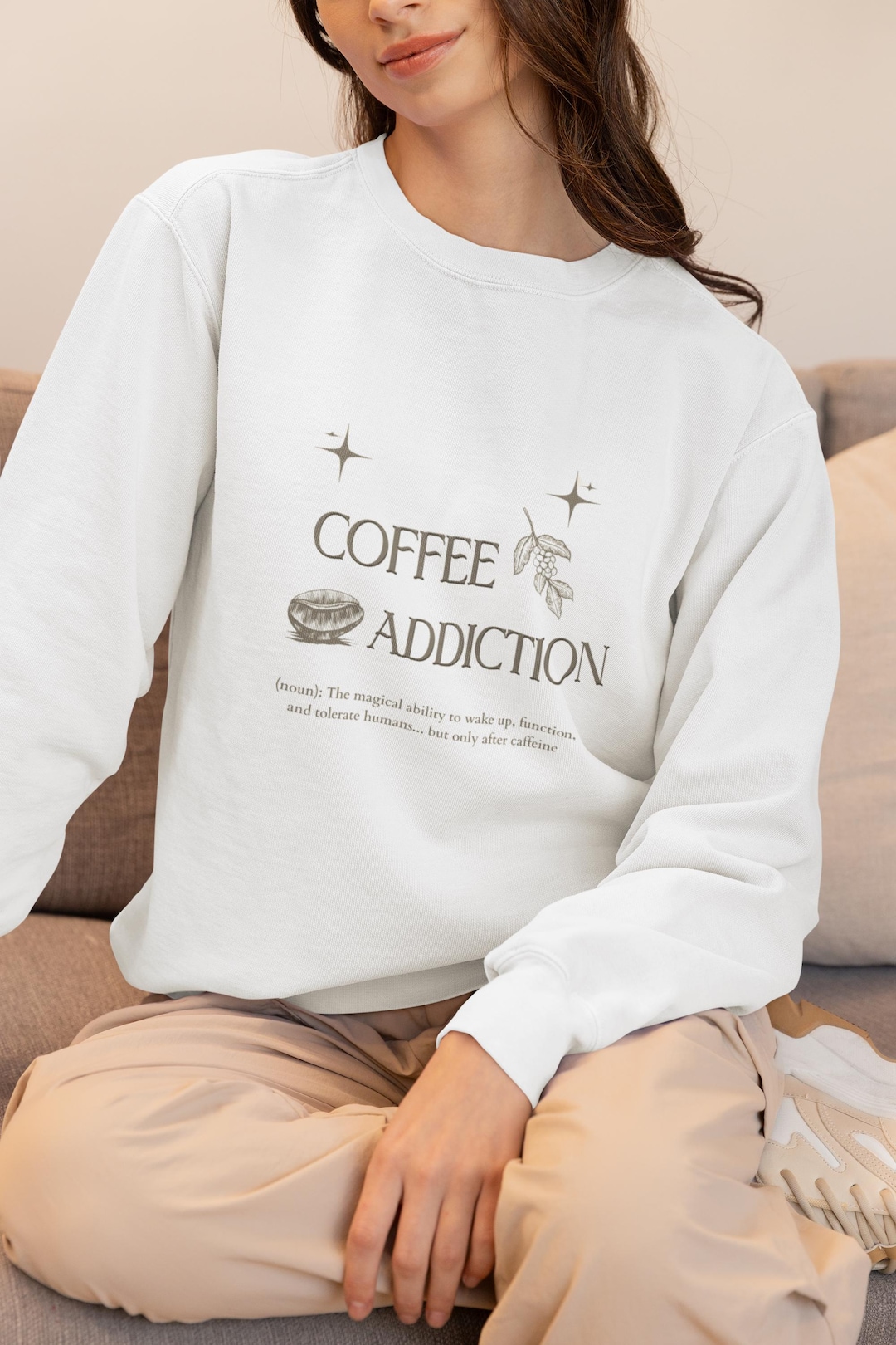 Coffee Addiction Sweatshirt, Aesthetic Coffee Lover Crewneck, Funny ...