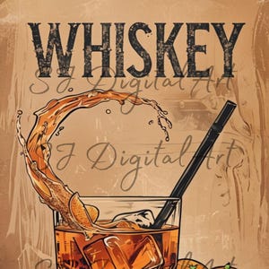 Whiskey Wall Art Print - Digital Download | Rustic Bar Decor & Man Cave ...