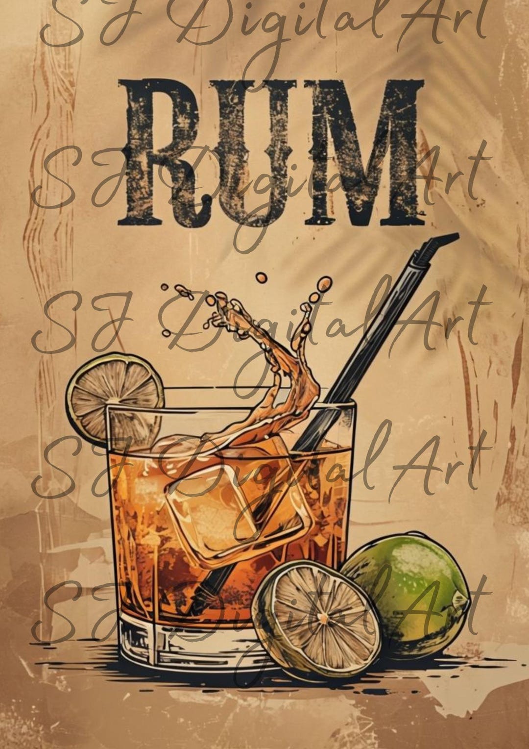 Rum Wall Art Print - Digital Download | Rustic Bar Decor & Man Cave ...