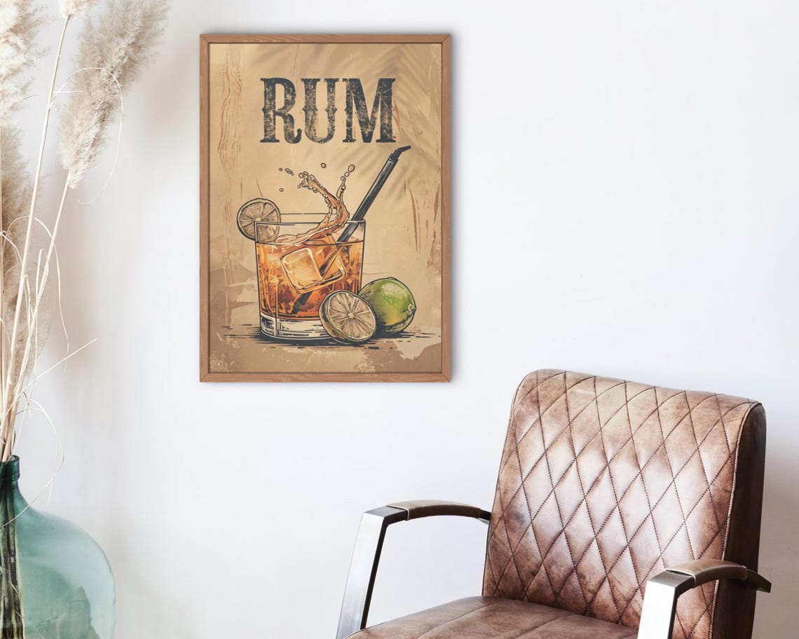 Rum Wall Art Print - Digital Download | Rustic Bar Decor & Man Cave ...