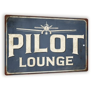 Vintage "pilot Lounge" Metal Sign – Rustic Airplane Wall Decor – 8"x 12 ...
