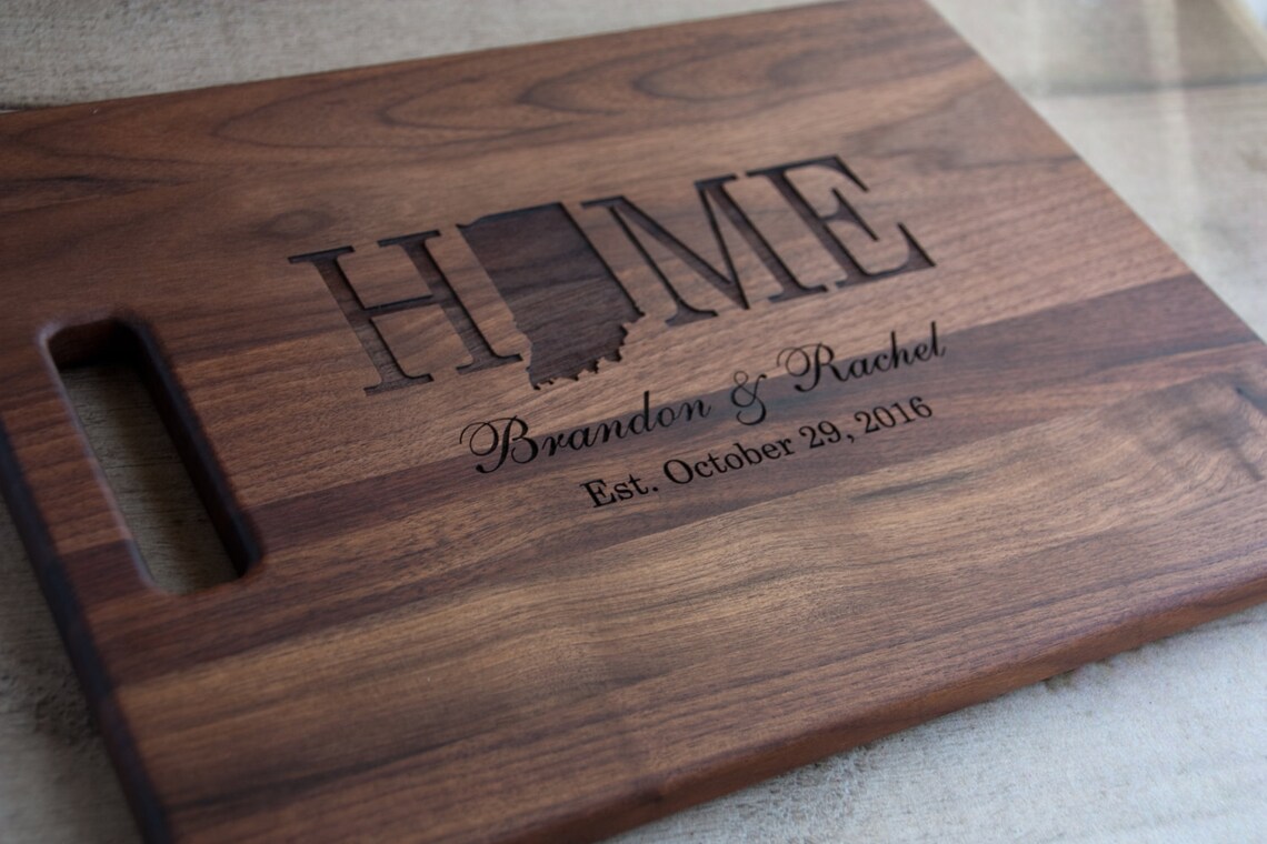 Personalized Laser Engraved Wood Cutting Board With State - Etsy