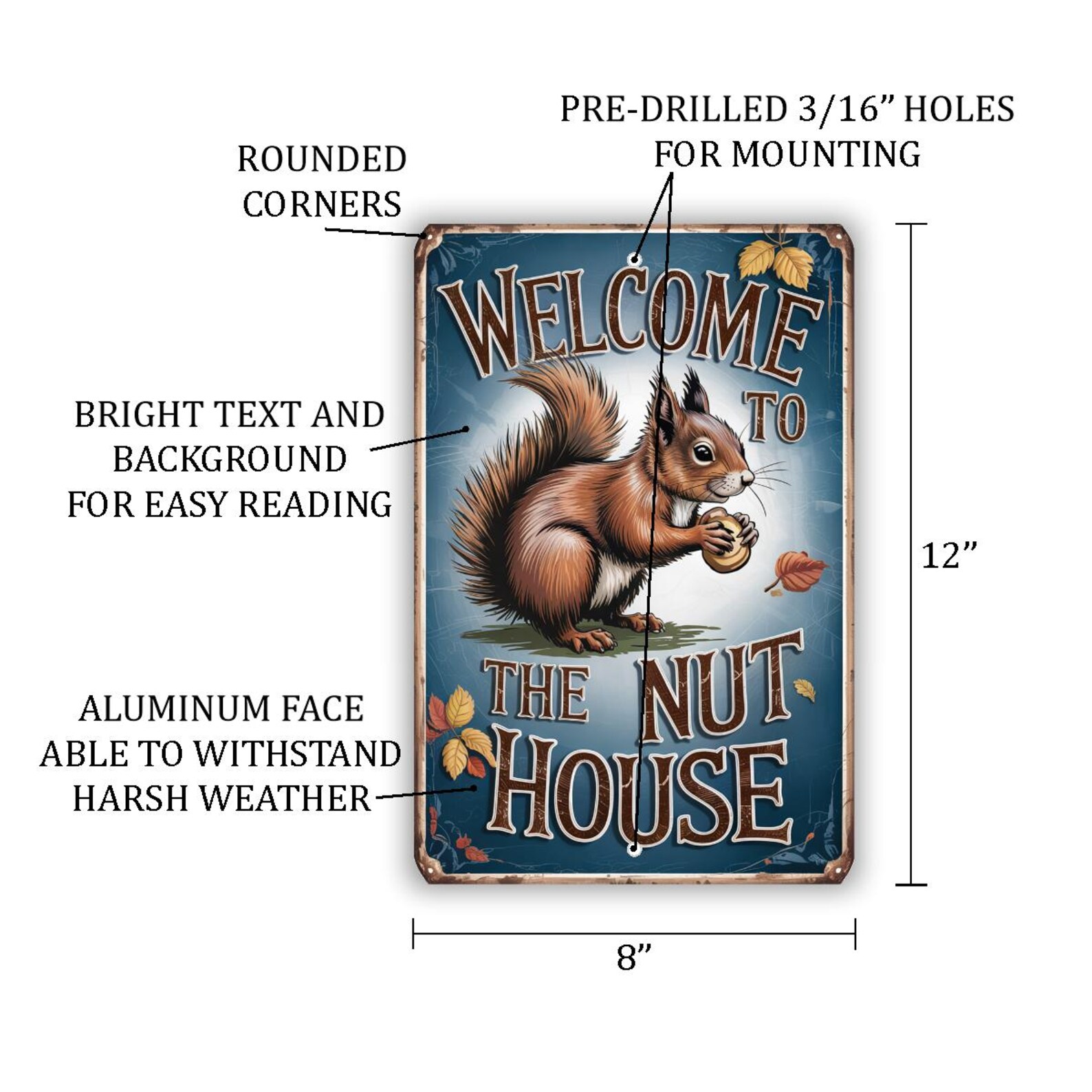 Welcome to the Nut House Sign – 8x12 Vintage Squirrel Metal Wall Art ...