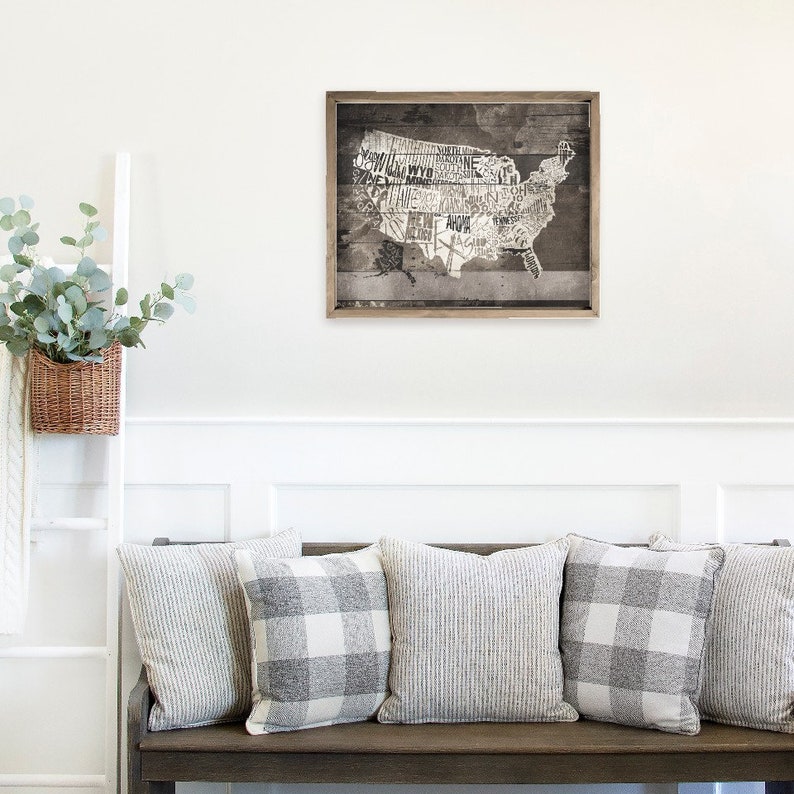 USA Map Rustic Plank Farmhouse Style Wood Wall Decor Sign - Etsy