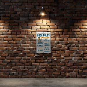 8x12 Funny Pool Rules Sign - 'summer Fun' With Playful Swimming ...