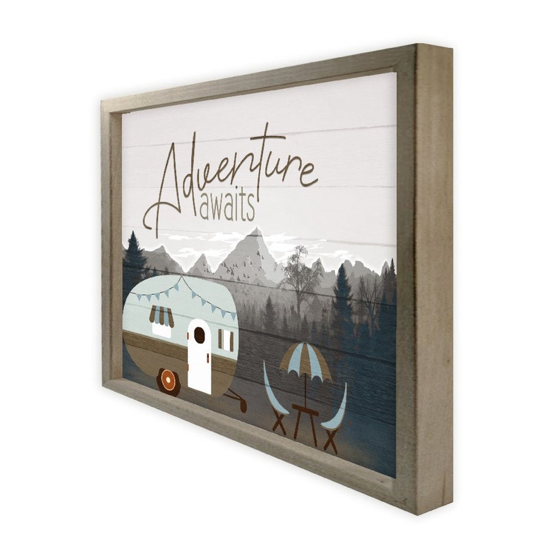 Adventure Awaits Camper Mountain Farmhouse Style Wood Wall - Etsy