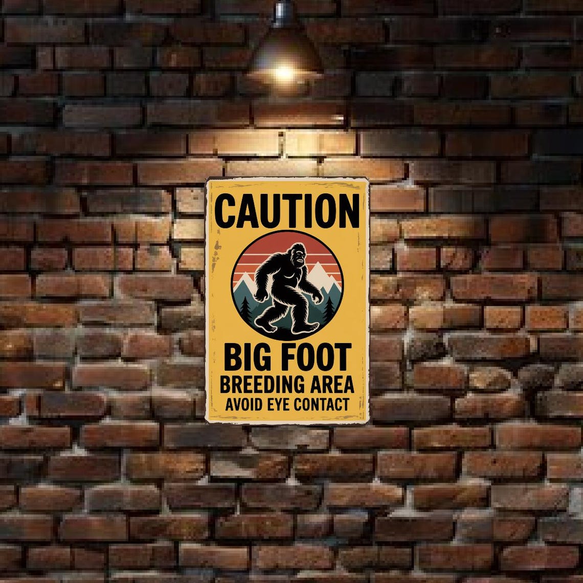 Caution Bigfoot Breeding Area Sign – Funny Sasquatch Warning Metal Wall ...