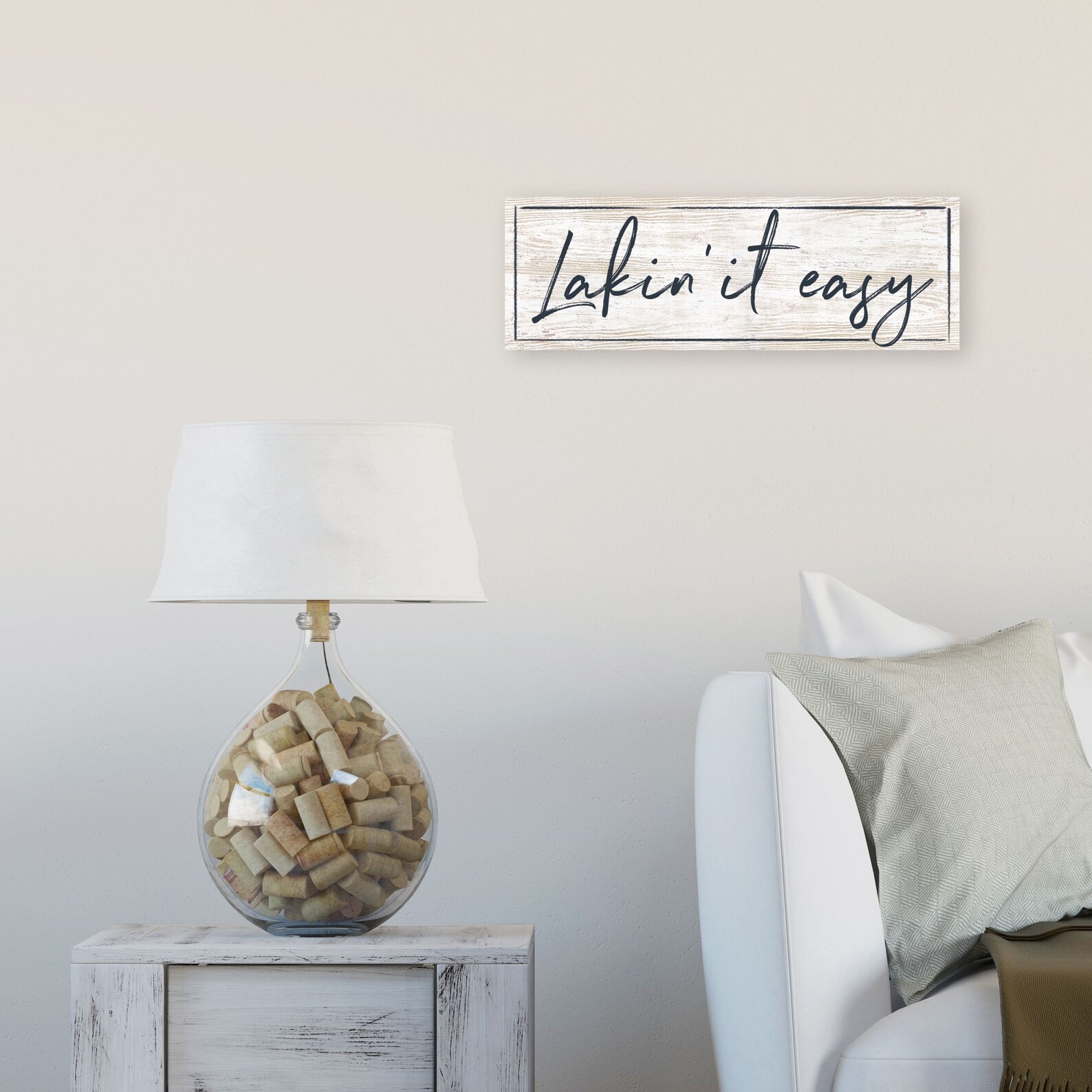 Lakin' It Easy Whitewashed Rustic Wood Farmhouse Wall Sign - Etsy