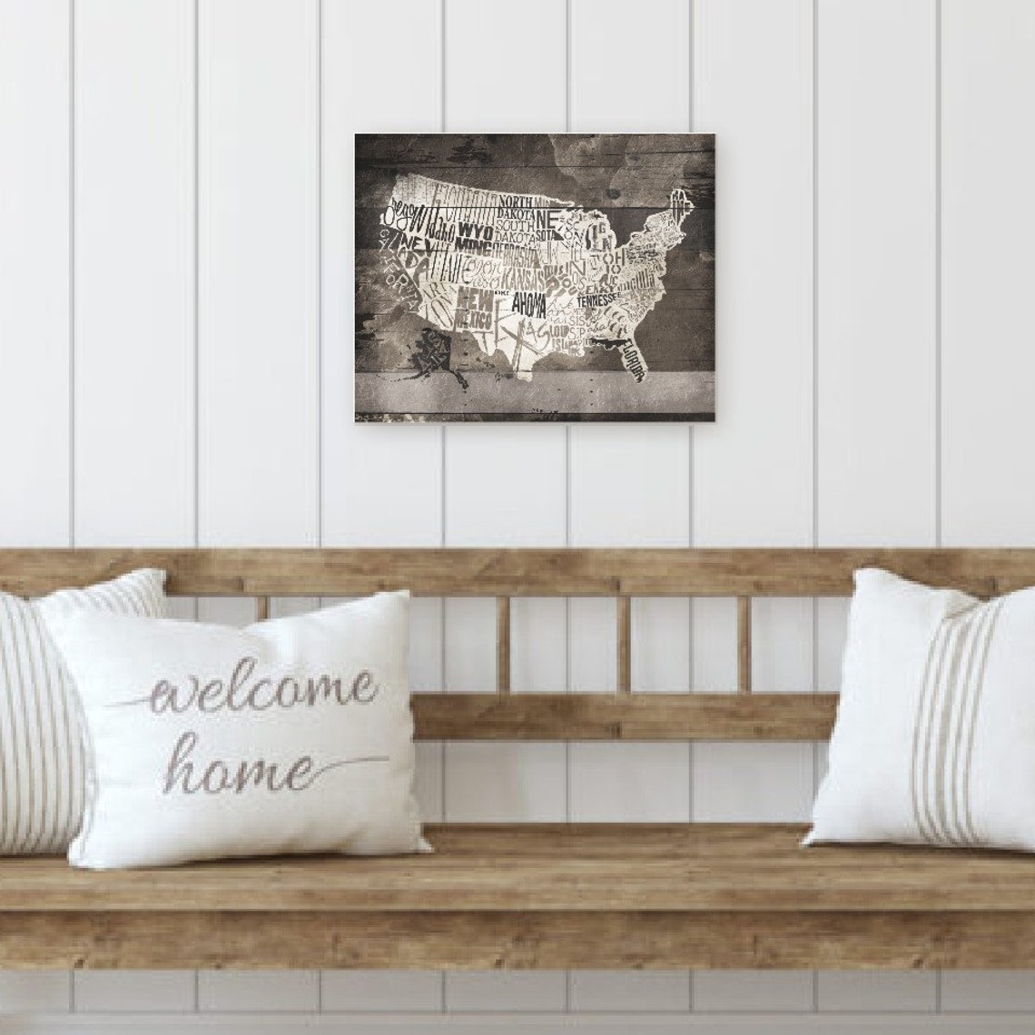 USA Map Rustic Plank Farmhouse Style Wall Decor Sign - Available in ...