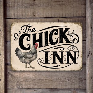 Vintage-style the Chick Inn Sign Rustic Farmhouse Decor With Detailed ...