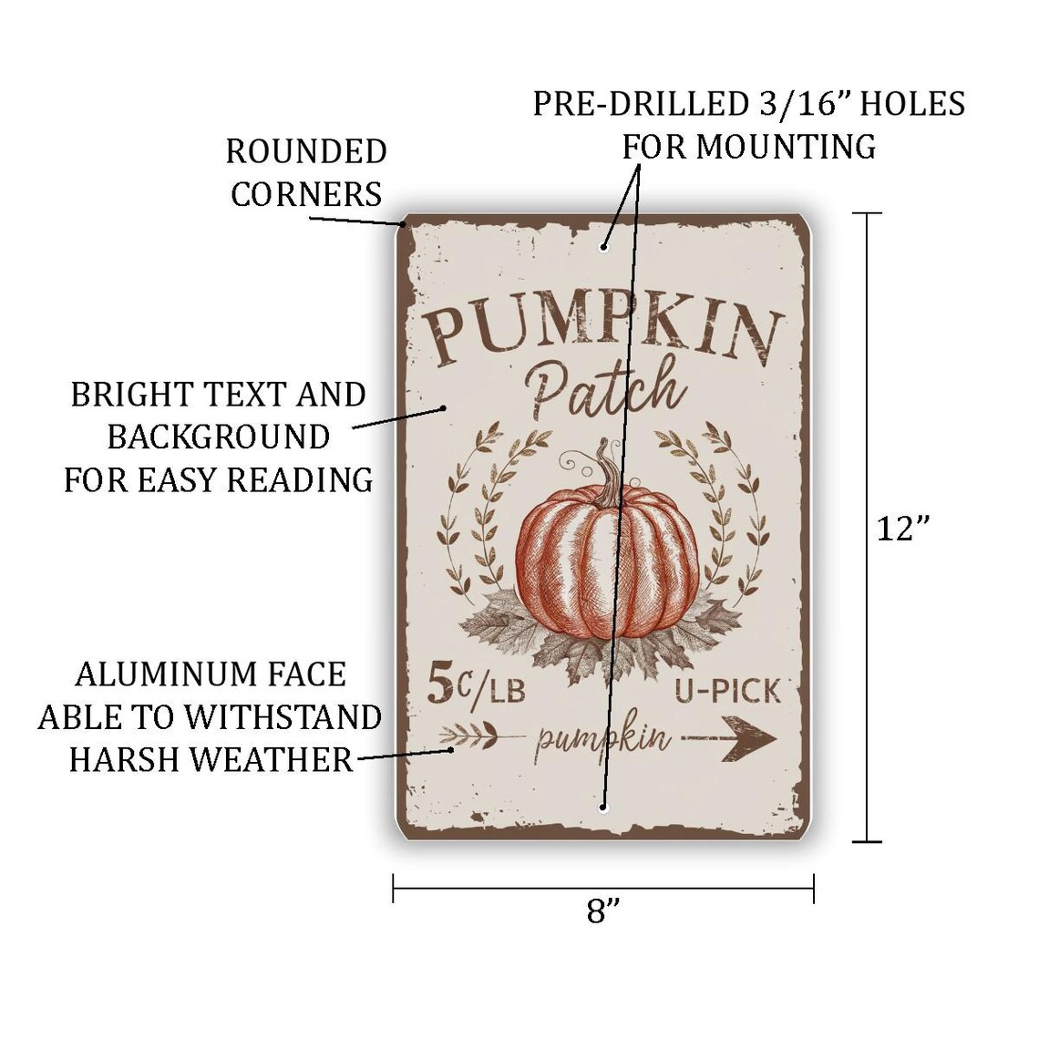 Vintage Metal Sign "pumpkin Patch" Rustic Farmhouse Fall Decor U-pick ...
