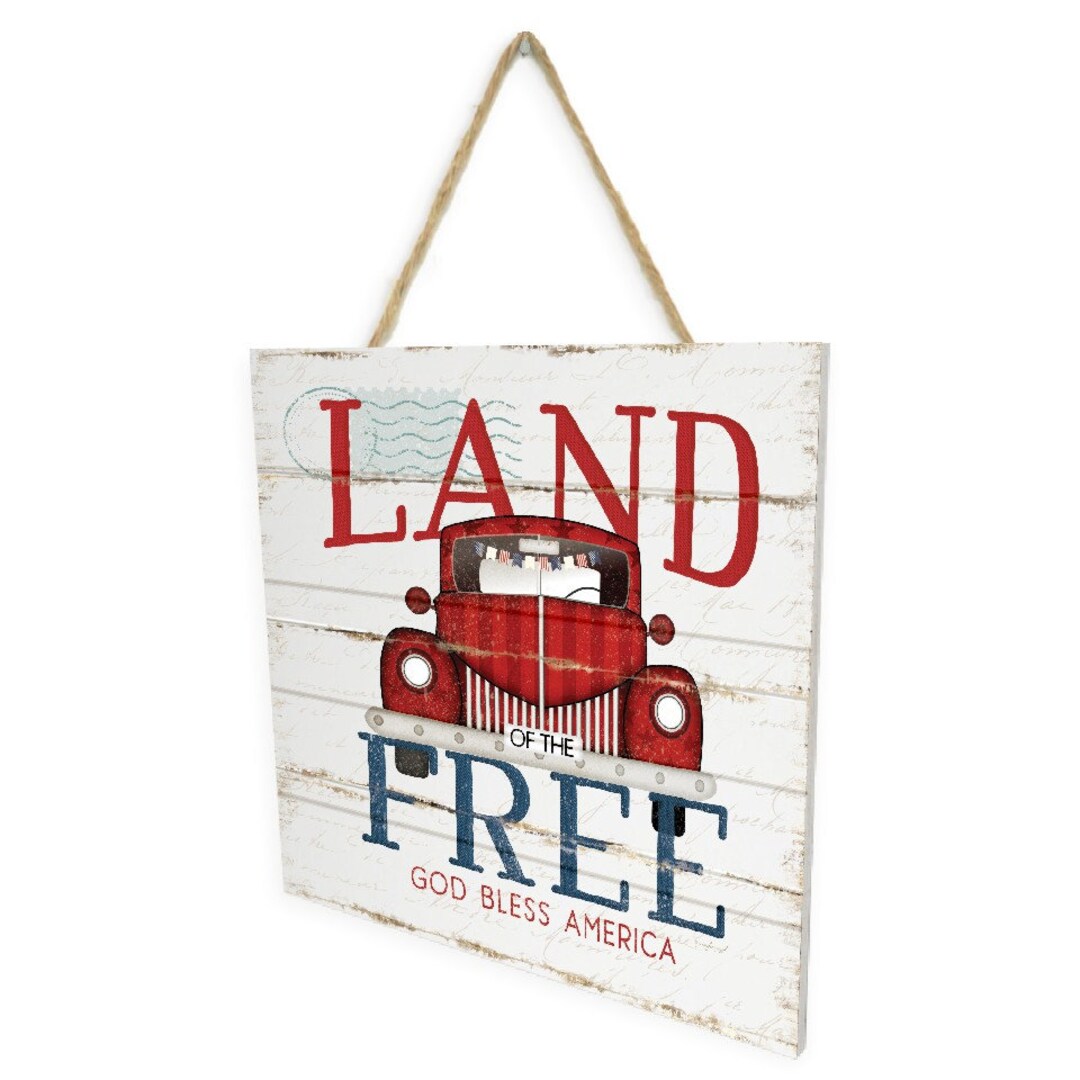 Land of the Free Wooden Plank Sign 7.5 X 7.5 - Etsy