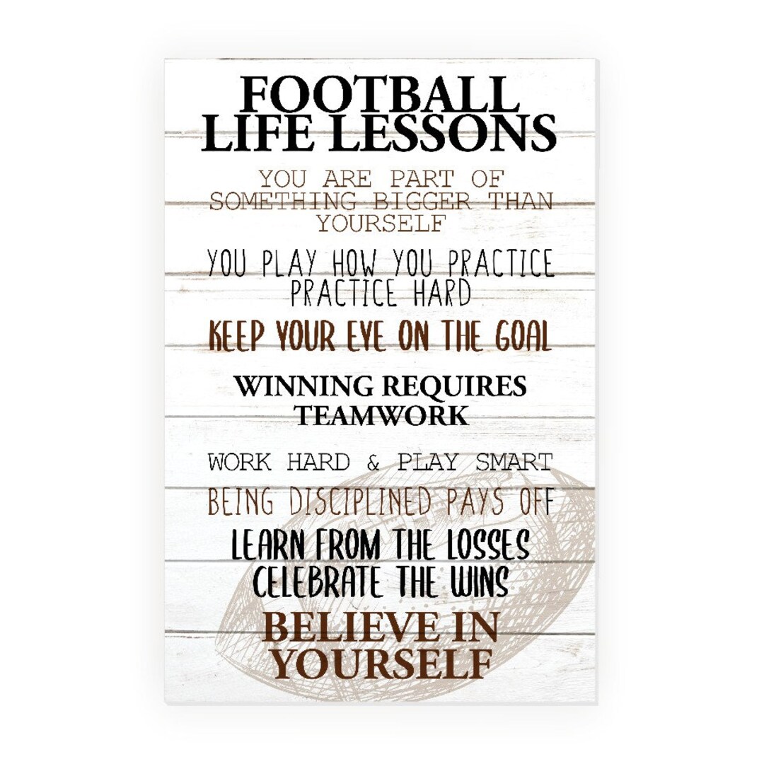 Football Life Lessons Farmhouse Style Wood Wall Decor Sign - Etsy