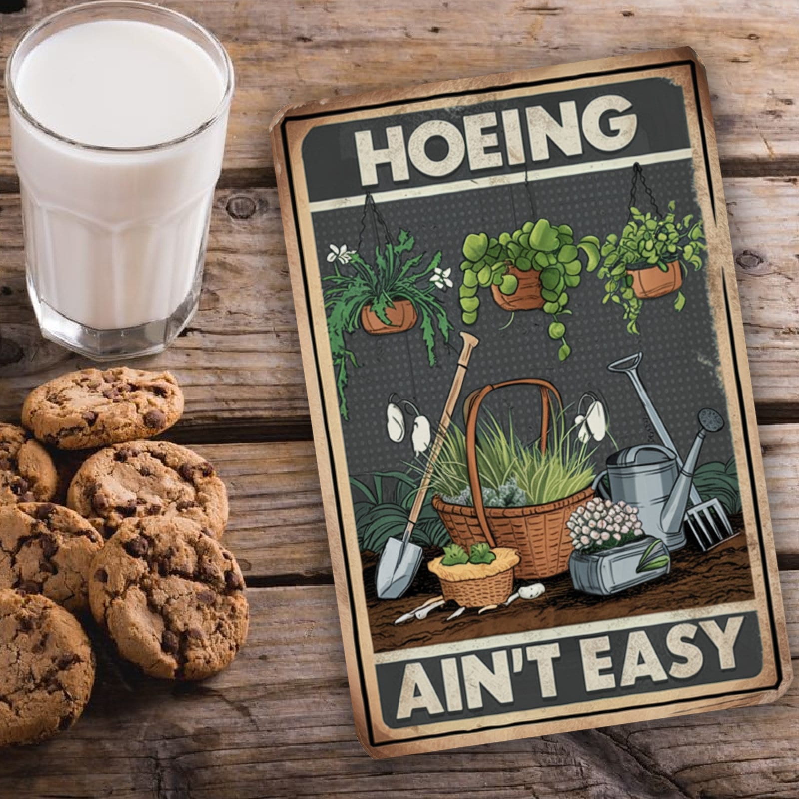 Vintage Outdoor Garden Sign - "hoeing AIN'T Easy" - Rustic Gardening ...