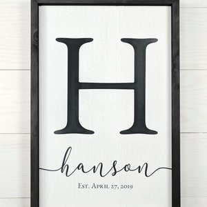 Personalized Family Name Sign, Custom Canvas Monogram, Framed Last Name ...