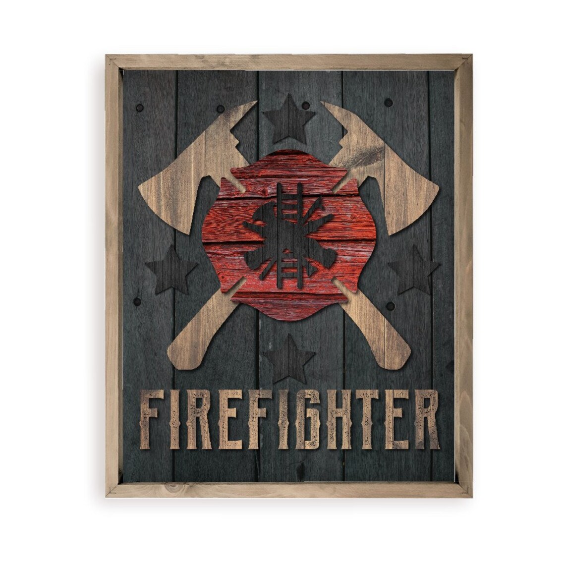 Firefighter Shield Farmhouse Style Wood Wall Decor Sign - Etsy