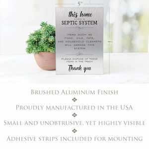 Brushed Aluminum Sign - Septic System Notice - Ideal for Hotels and ...