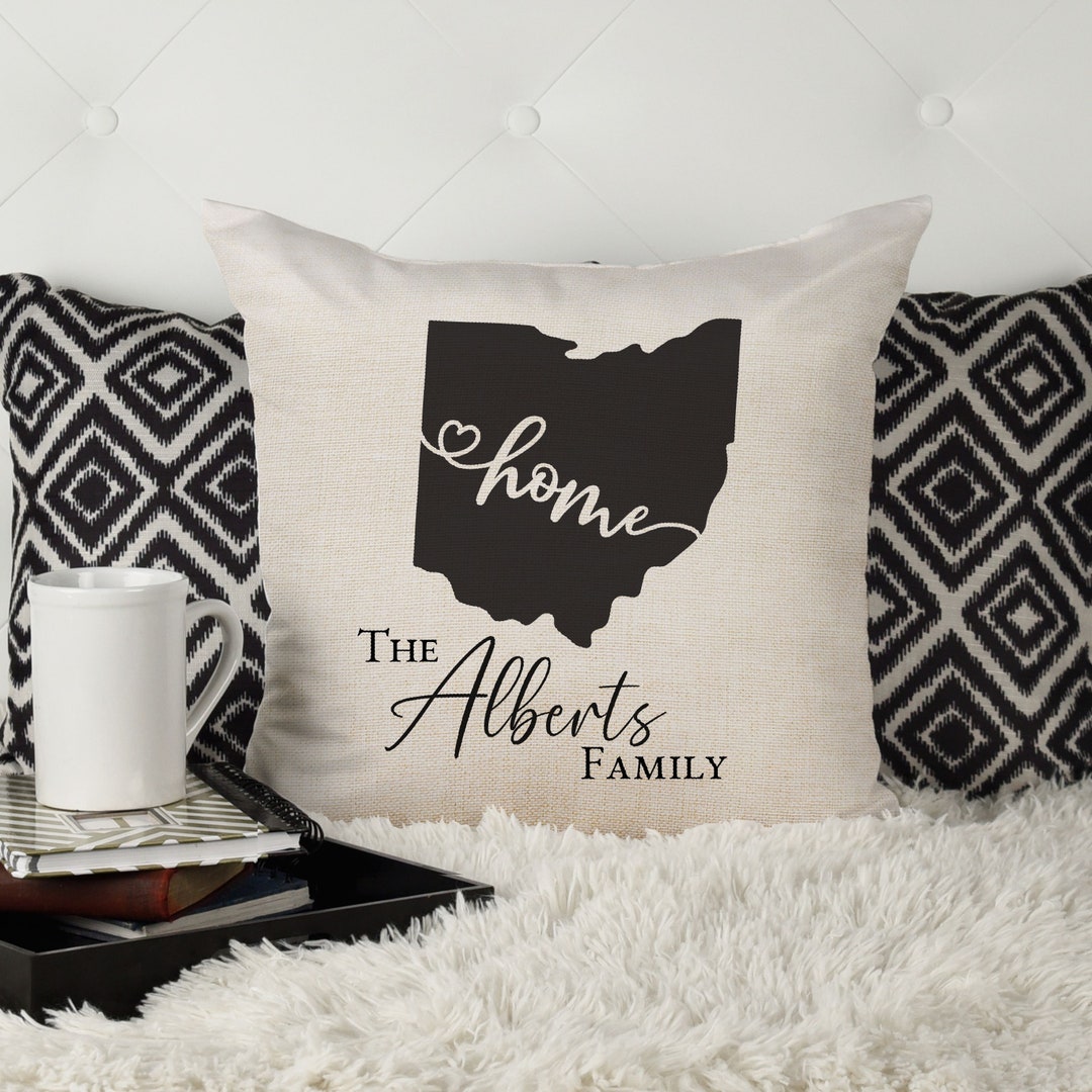 Personalized State Shape Pillow Cover With Custom Name - Unique Home ...
