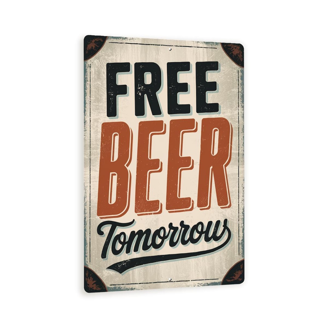 Funny Vintage “free Beer Tomorrow” Metal Sign – Retro Bar Wall Art ...