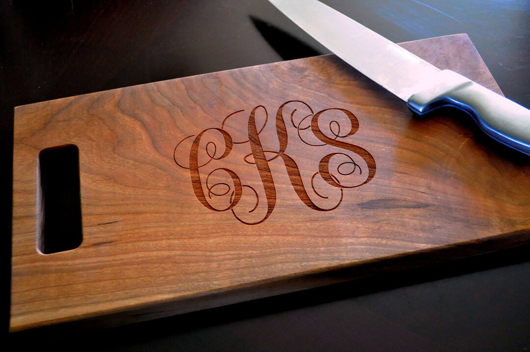 Personalized Laser Engraved Wood Cutting Board Script Monogram - Etsy
