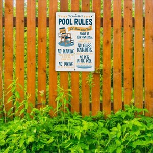 8x12 Funny Pool Rules Sign - 'summer Fun' With Playful Swimming ...