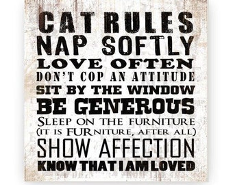 Cat Rules Sign - Etsy