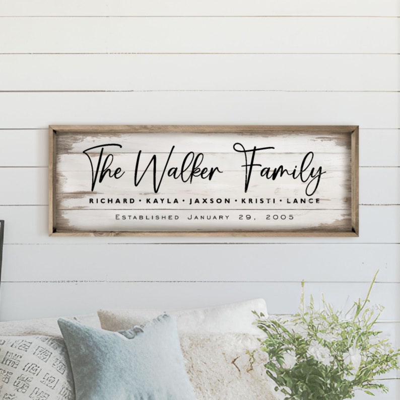 Personalized Printed Framed Family Name Sign With First Names (framed ...