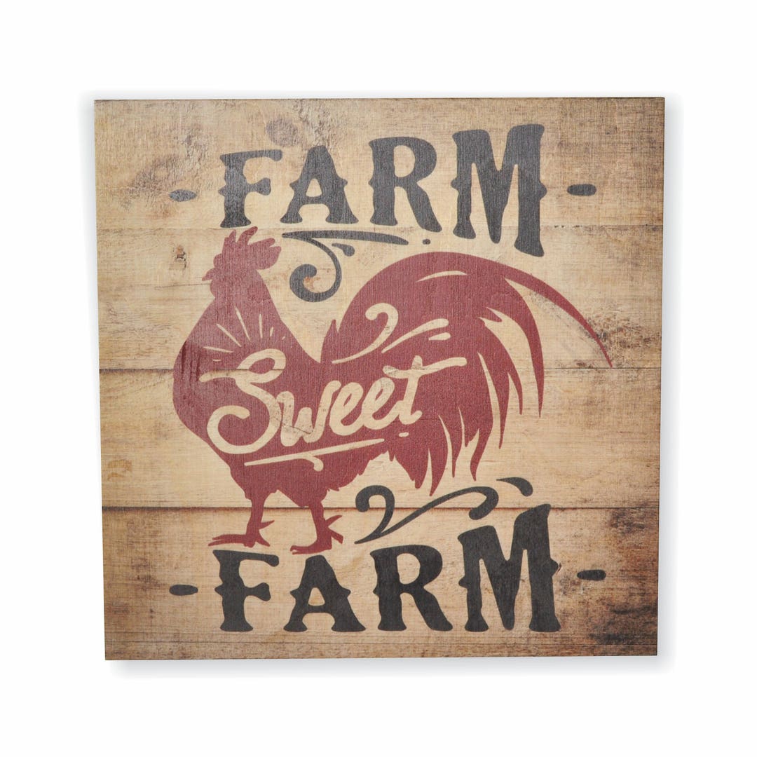 Farm Sweet Farm Farmhouse Style Wood Wall Decor Sign - Available in ...