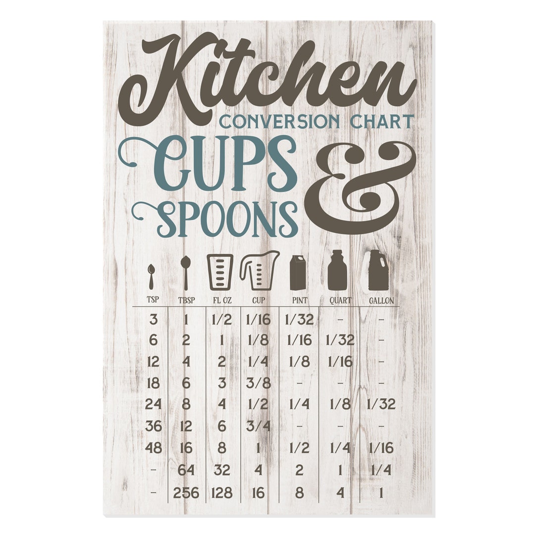 Kitchen Conversion Chart Farmhouse Style Wood Wall Decor Sign 8x12 - Etsy