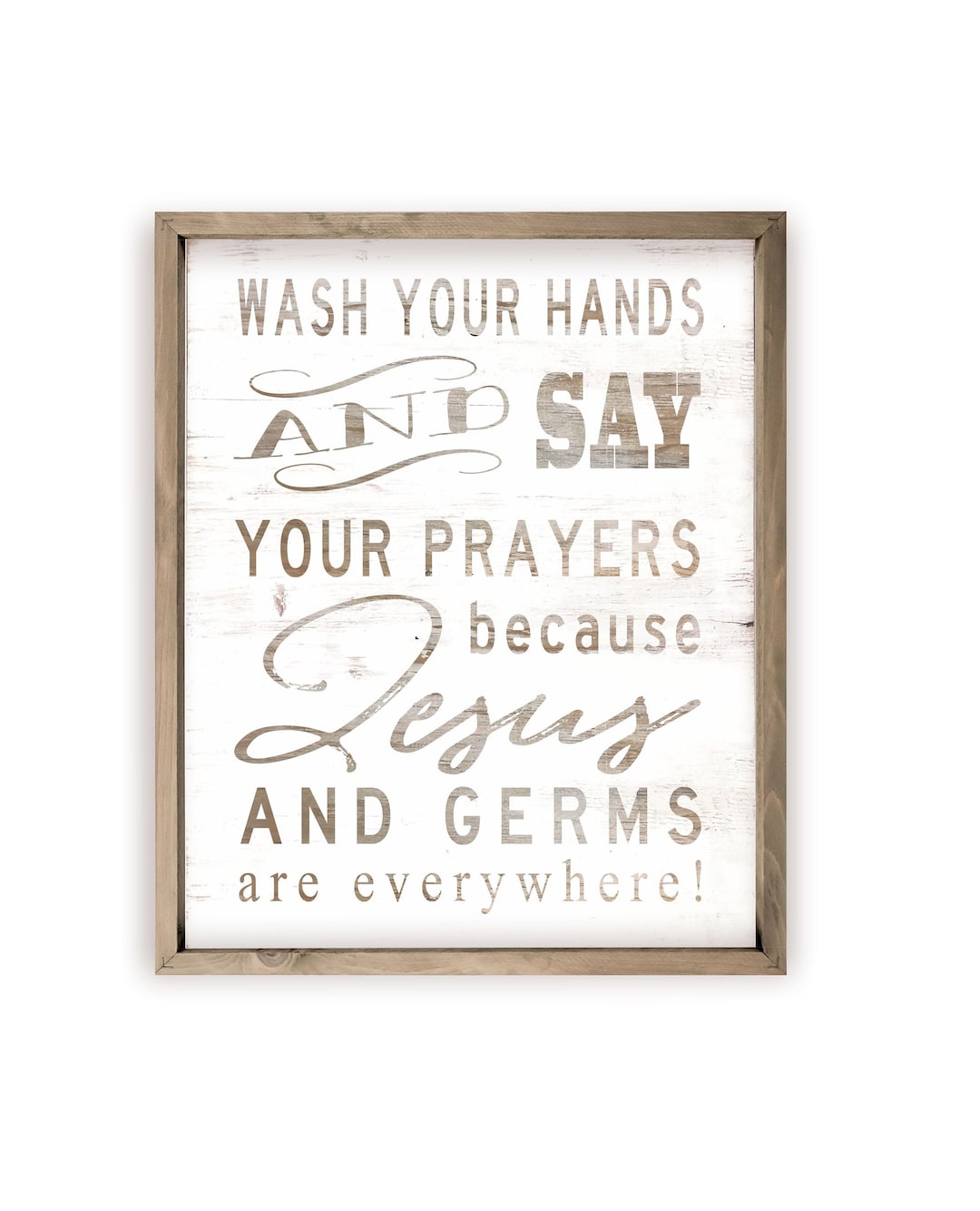 Farmhouse Wash Your Hands Sign: Rustic Wood Framed Wall Decor - Etsy
