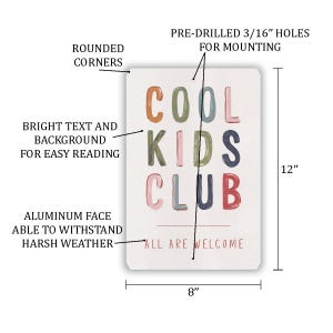 Playful "cool Kids Club - All Are Welcome" Sign - Colorful Handwritten ...