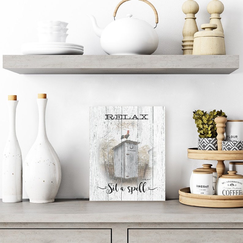 Relax and Sit A Spell Outhouse Funny Bathroom Wall Decor Sign ...