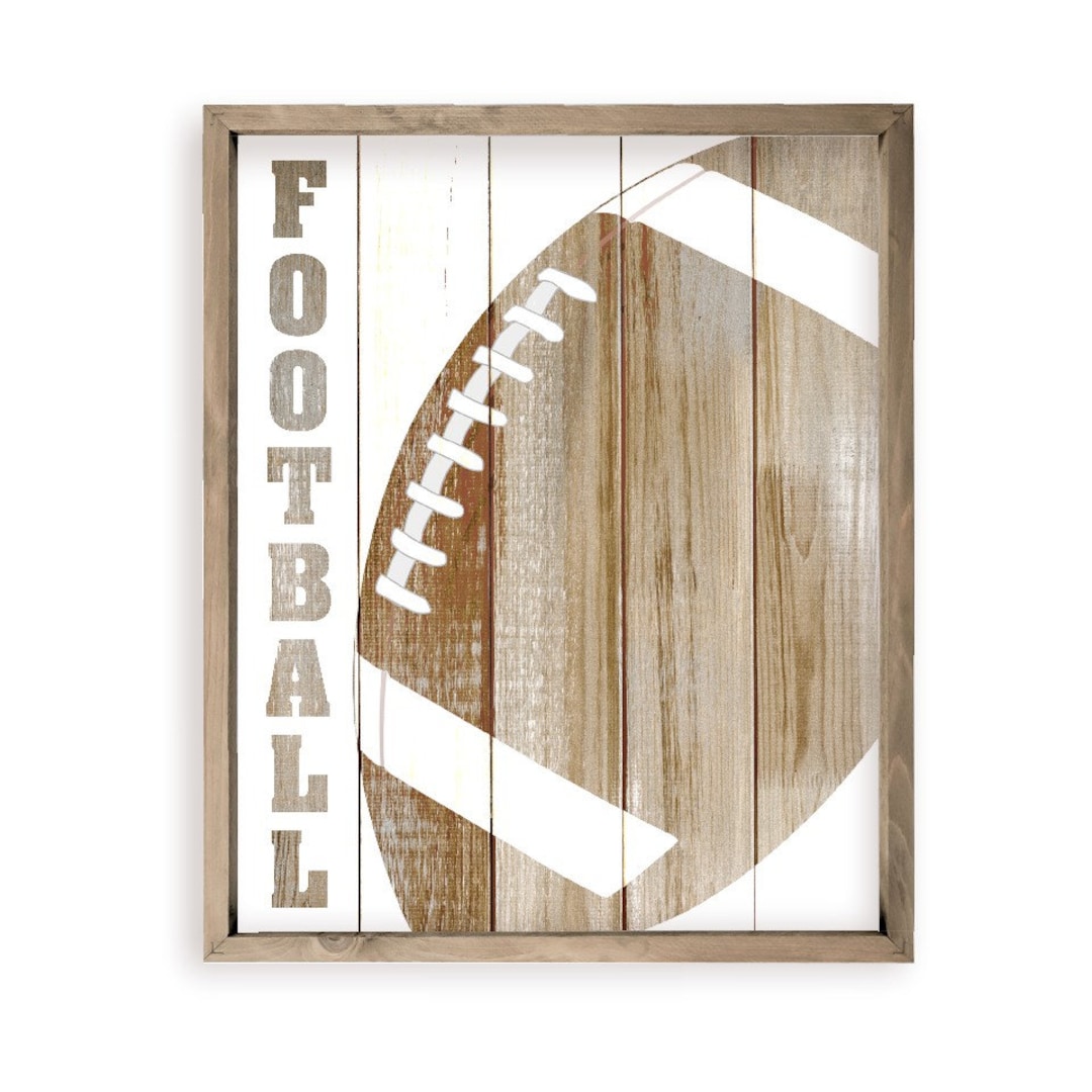 Football Wood Print Farmhouse Style Wood Wall Decor Sign - Etsy