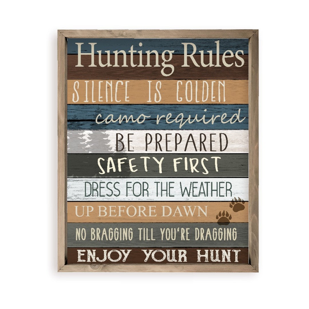 Hunting Rules Farmhouse Style Wall Decor Sign - Available in Four Sizes ...