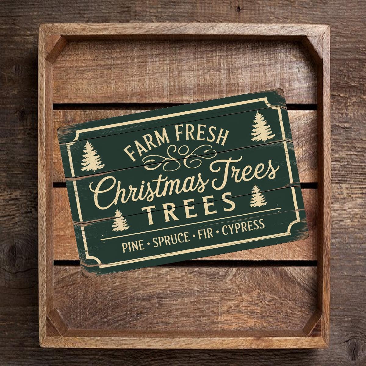 Farm Fresh Christmas Trees Sign – Vintage Farmhouse Metal Wall Art With ...
