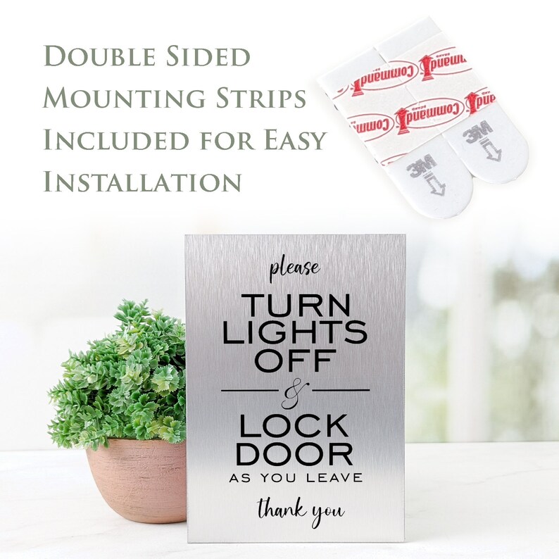 Brushed Aluminum "please Turn off Lights and Lock the Door" Sign ...