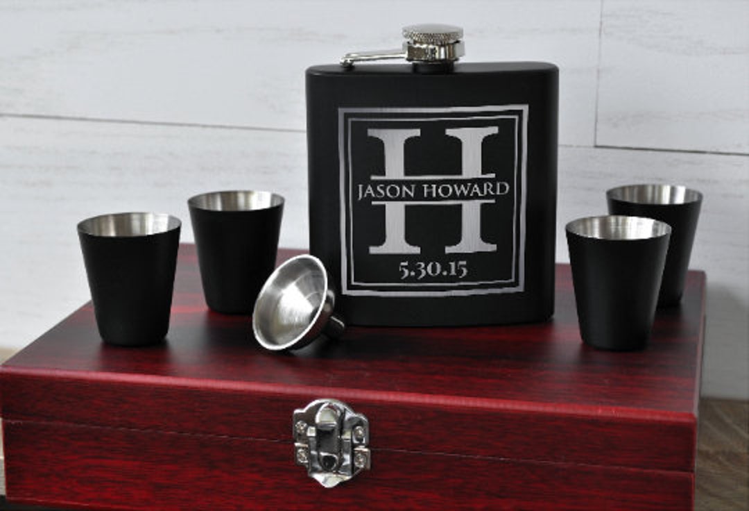 Personalized Flask Set With Shot Glasses - Etsy