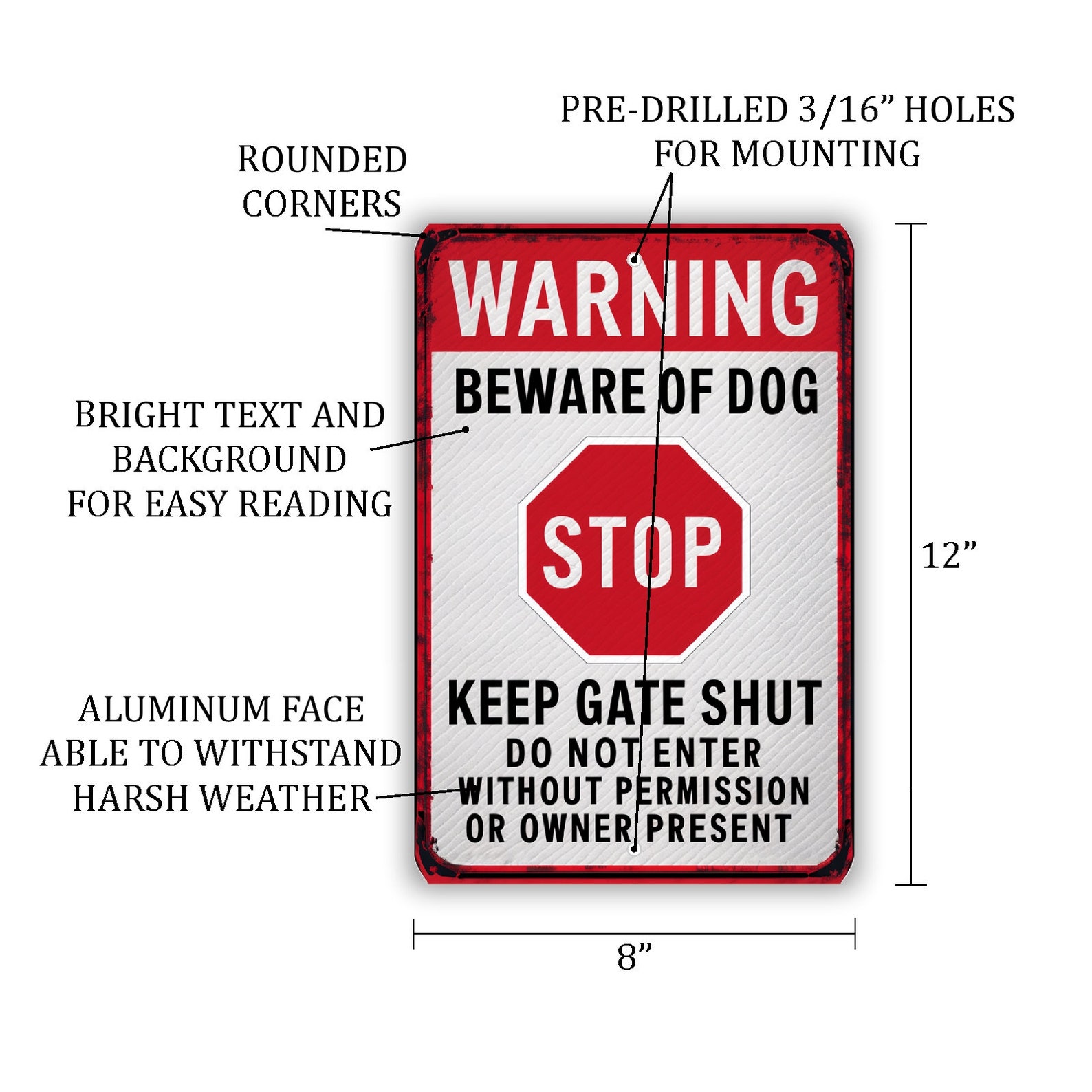 Warning Sign for Gates and Fences "warning Stop Keep Gate Shut" Sign ...