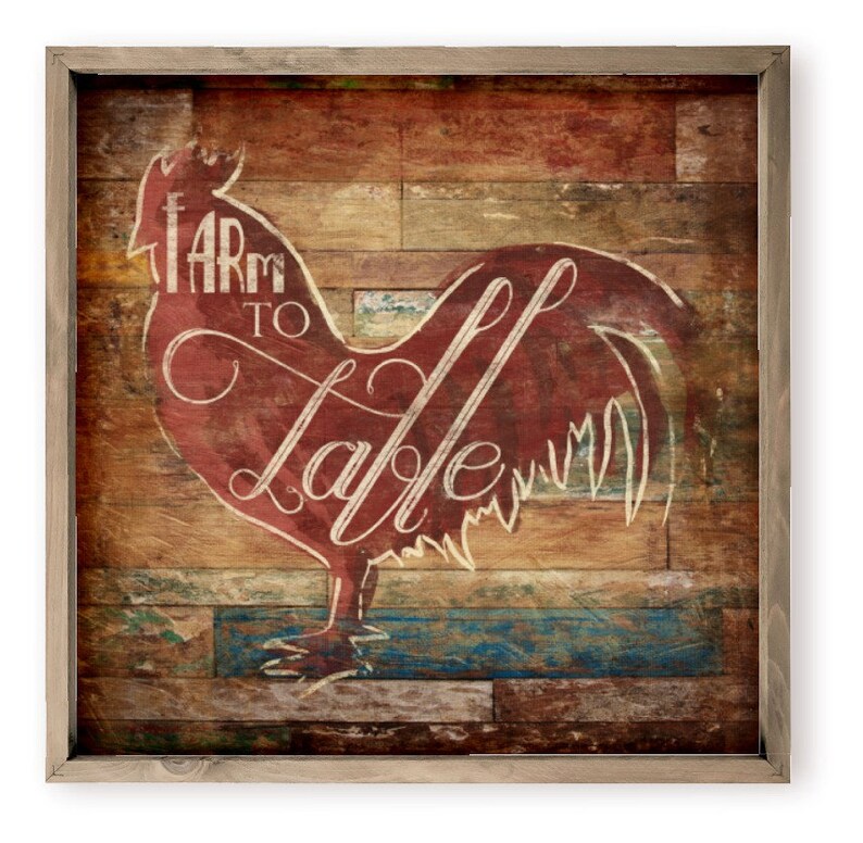 Farm to Table Rooster Farmhouse Style Wood Wall Decor Sign - Etsy