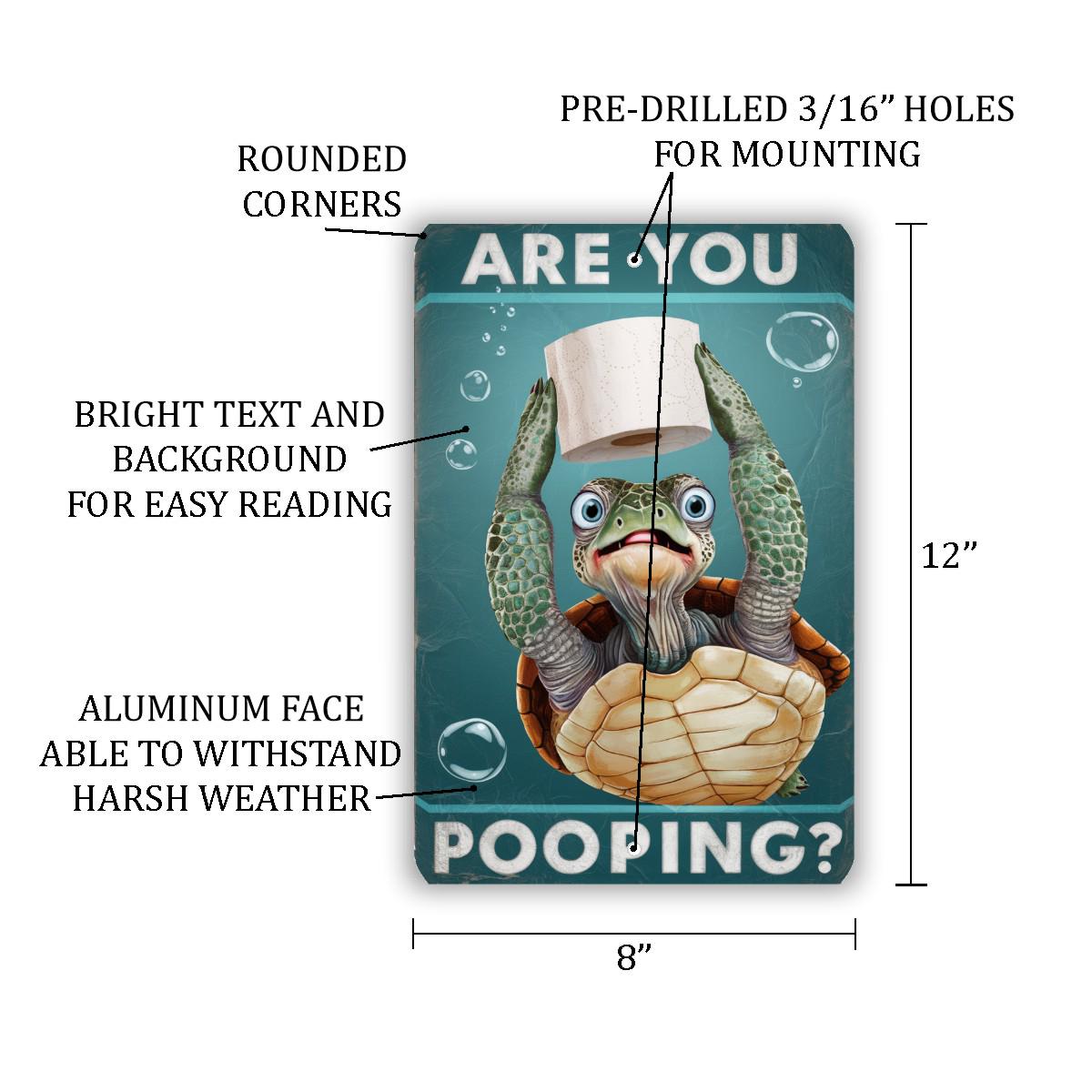 Funny Sea Turtle Bathroom Sign – "are You Pooping?" – Humorous Wall Art ...